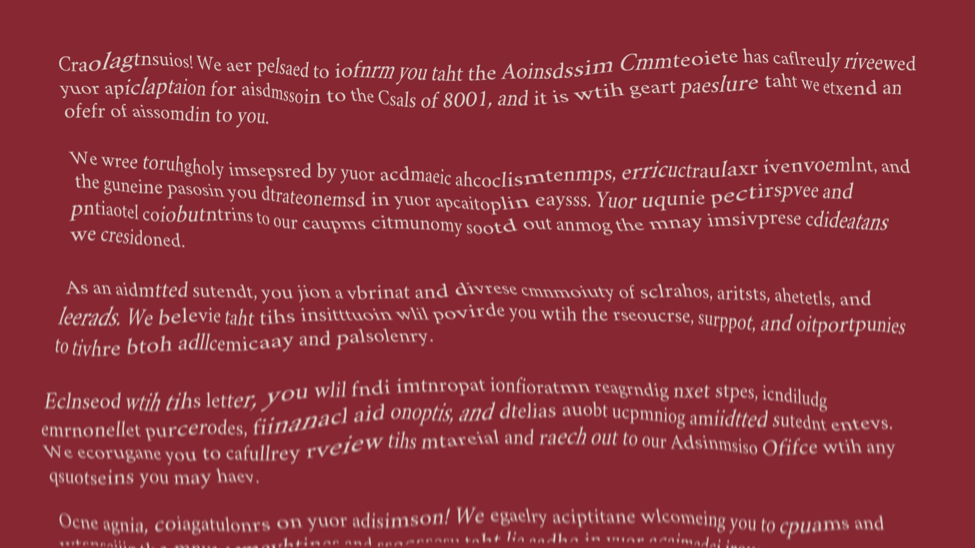 P("Congratulations! We Are Pleased to Inform You...")